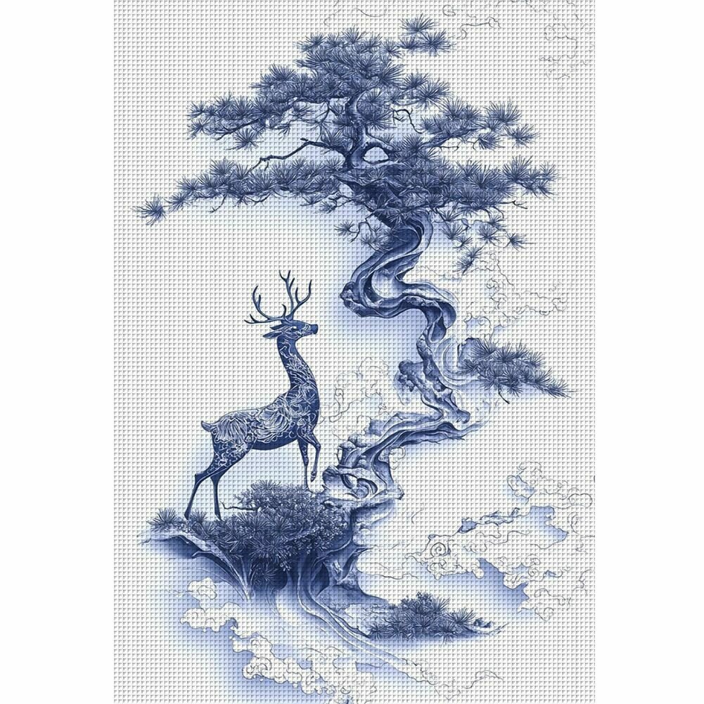 Эксклюзивный комплект для вышивки 40x60 см, хлопок 11CT, сюжет с оленем у дерева