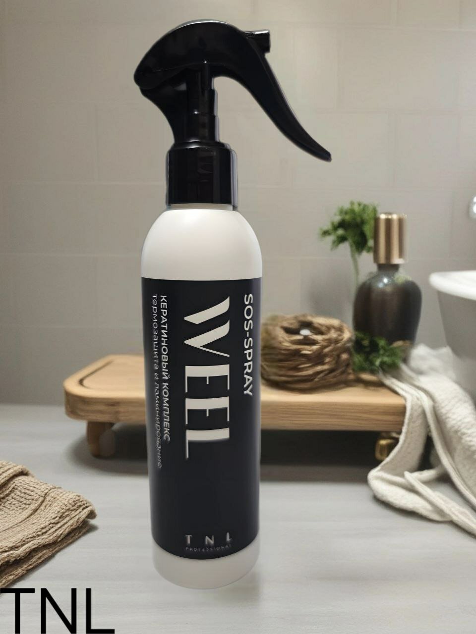 SOS-спрей для волос WEEL Кератиновый комплекс, термозащита и ламинирование с маслом мурумуру и экстрактом розмарина