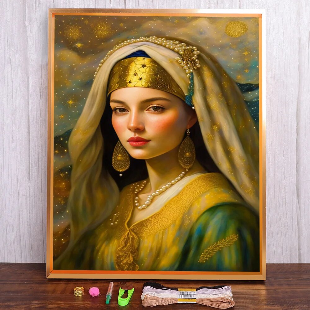 Набор для вышивки крестом "Портрет женщины" 40x50см, 14CT Cotton Thread, HMA111899