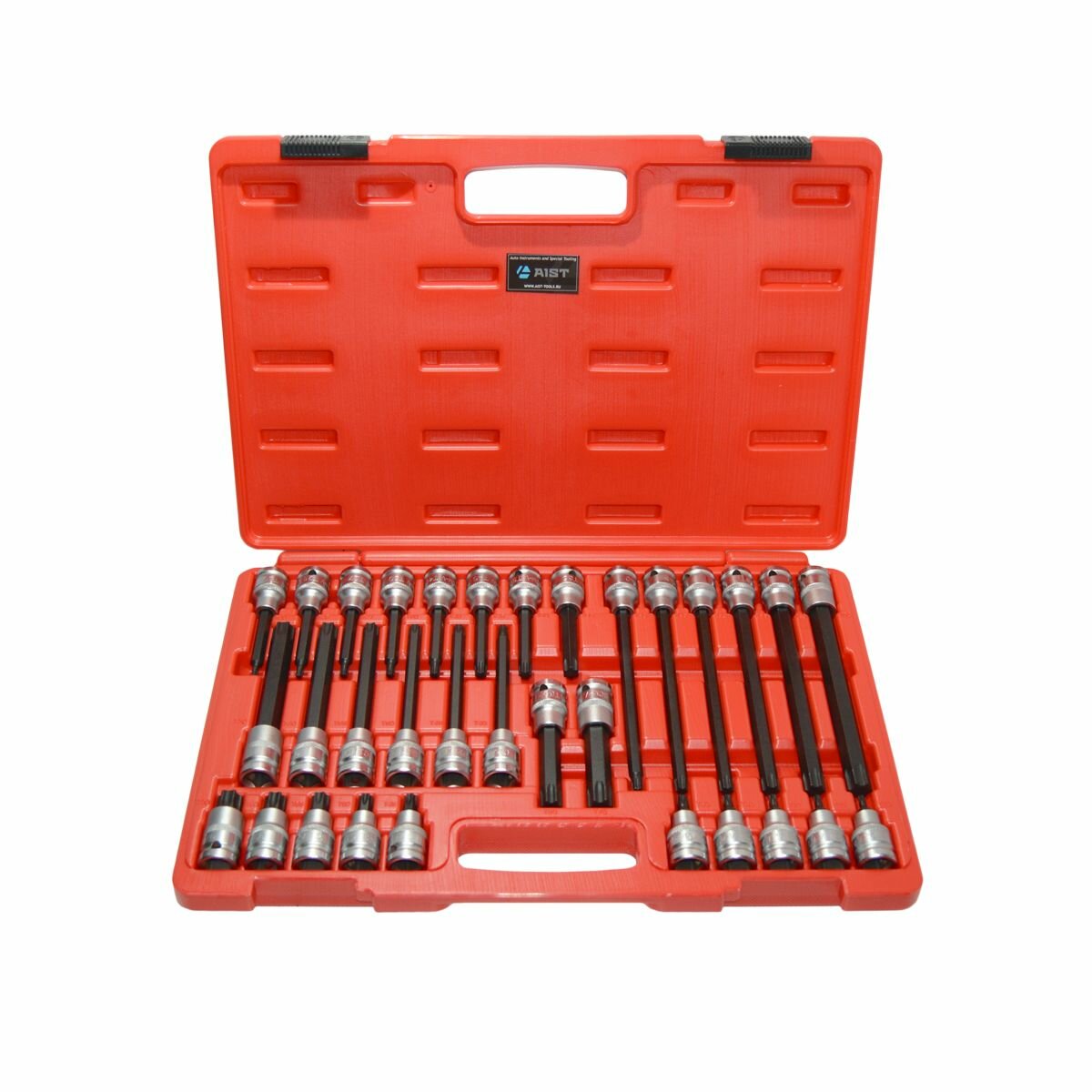 Набор головок-битов TORX (звездочек торкс 6-ть лучей) T20-T70 1/2" 32 предмета AIST 406832T