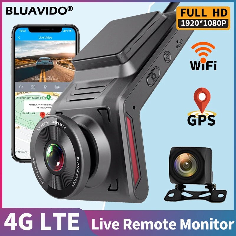 4G SIM-регистратор Full HD 1080P Wi-Fi GPS-регистратор удаленный просмотр в реальном времени двойная камера видеопетля запись 24 часа парковка охрана ночного видения Нет