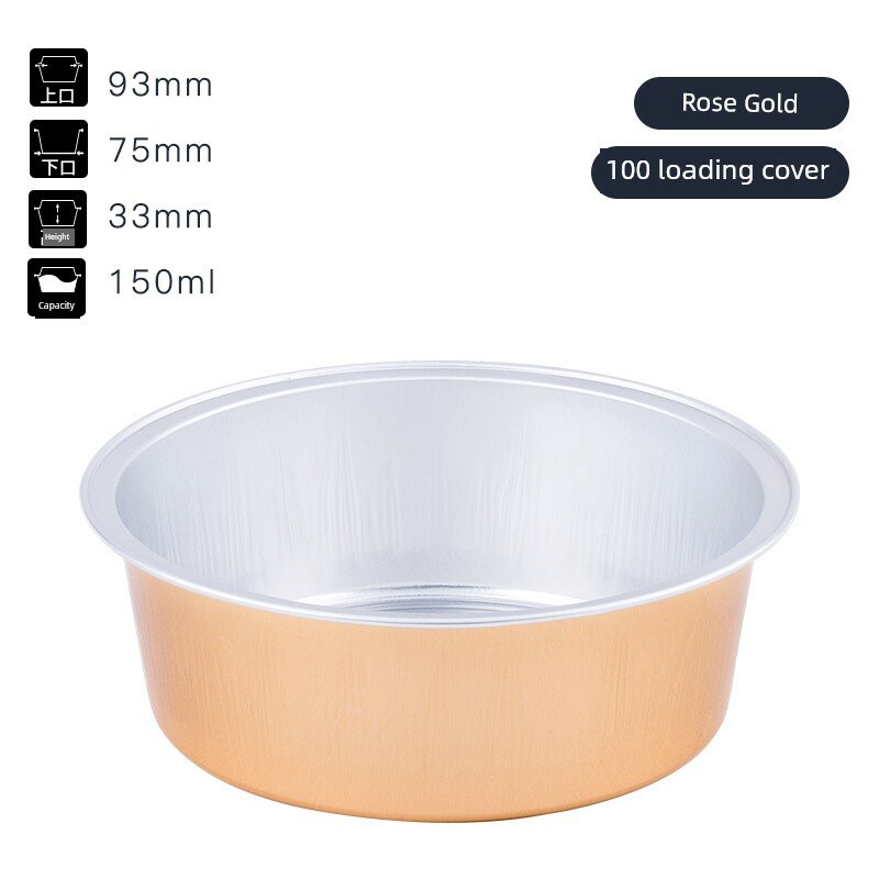AirBake 150 мл Круглые Алюминиевые Фольговые Выпечные Стаканчики с Крышкой для Маффинов, Тортов, Пудинга и Мороженого -