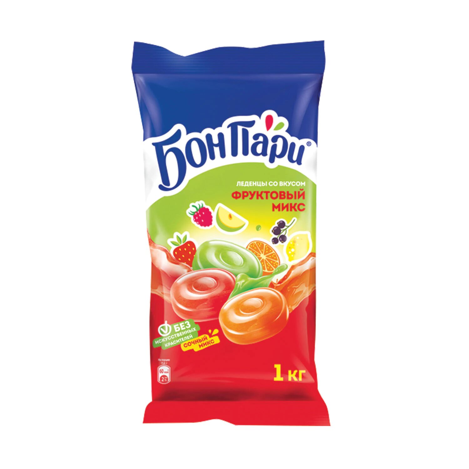 Леденцы БОН пари "Фруктовый Микс", ассорти 6 вкусов, 1 кг