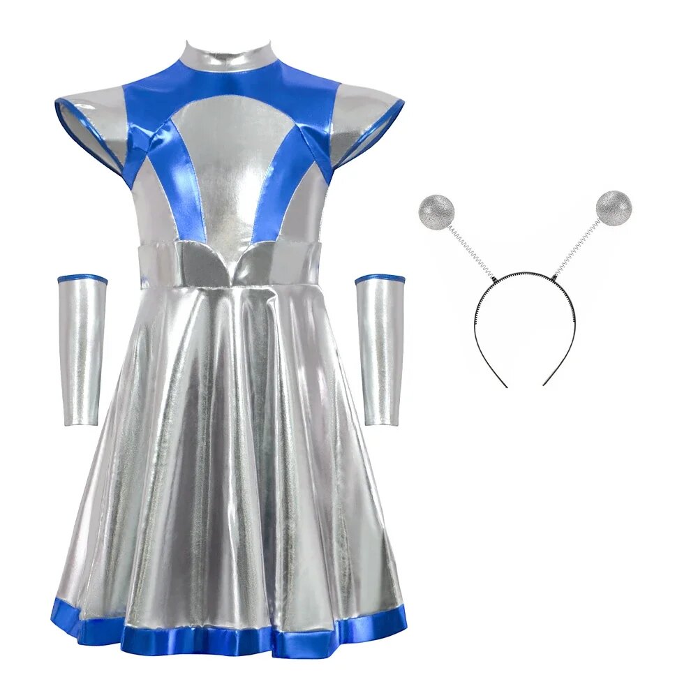 Женский карнавальный костюм инопланетянина XXL, Синий, Blue