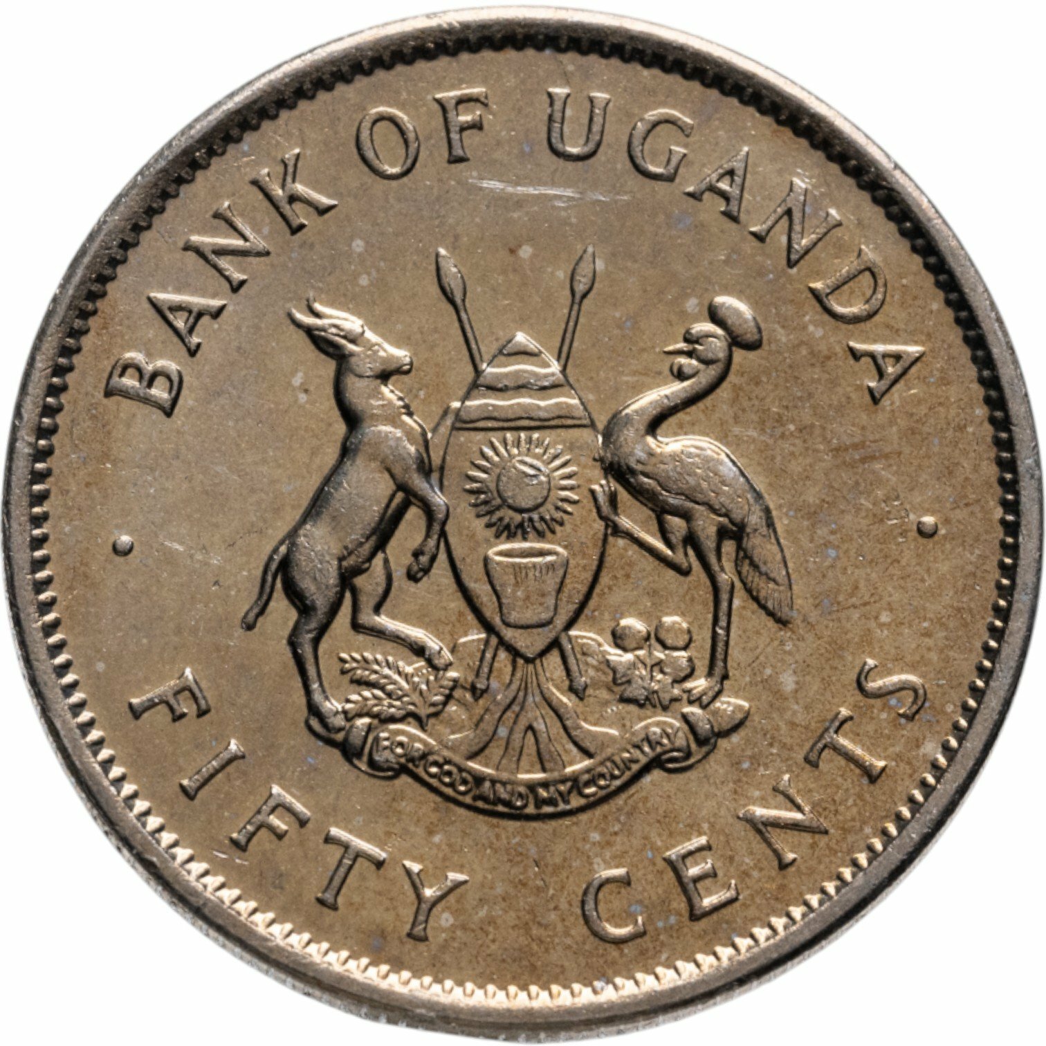 Уганда 50 центов cents 1976, Сталь, в сохранности AU
