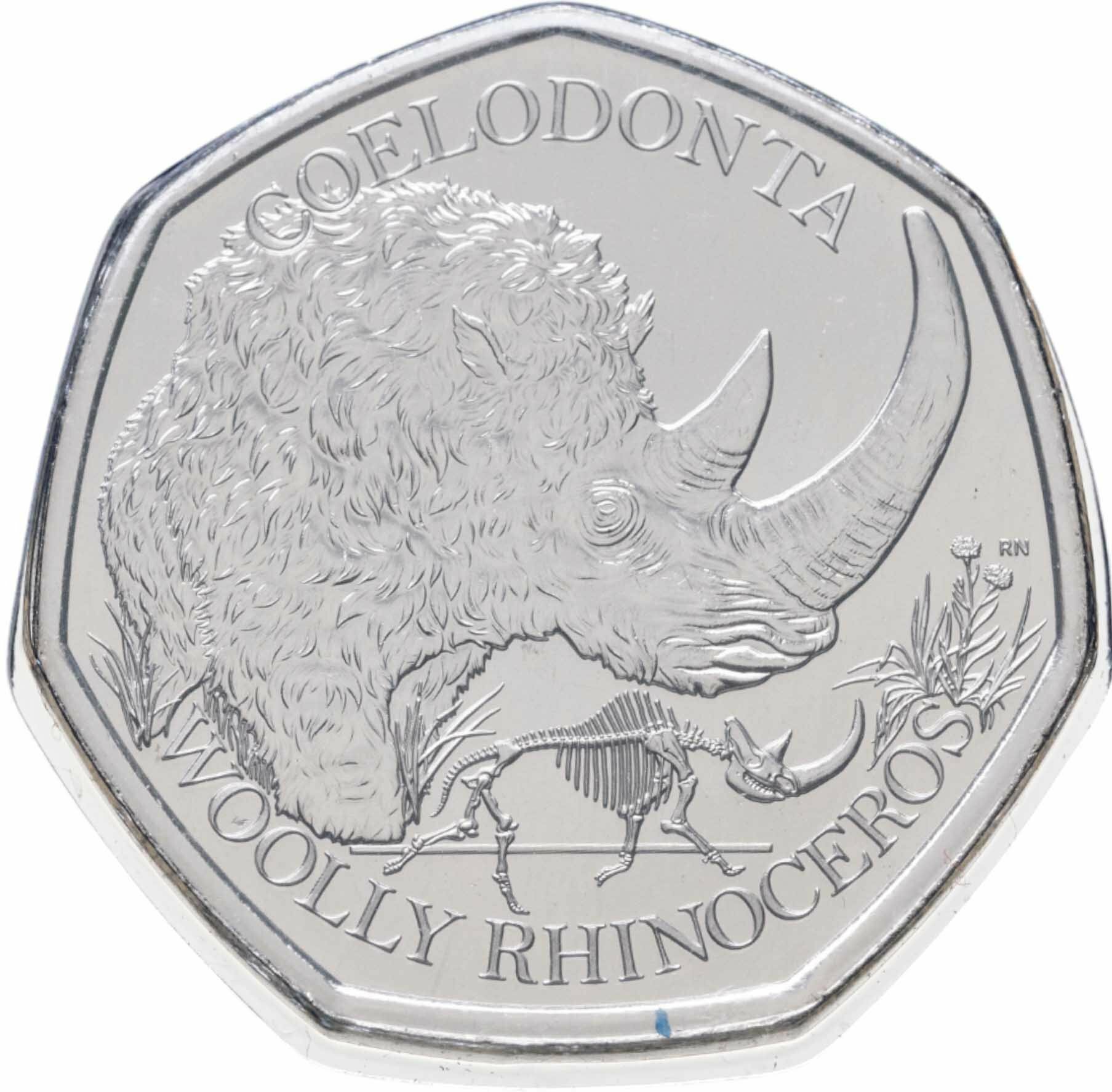 Великобритания 50 пенсов pence 2024 Целодонт, Мельхиор медь-никель, в сохранности BUNC