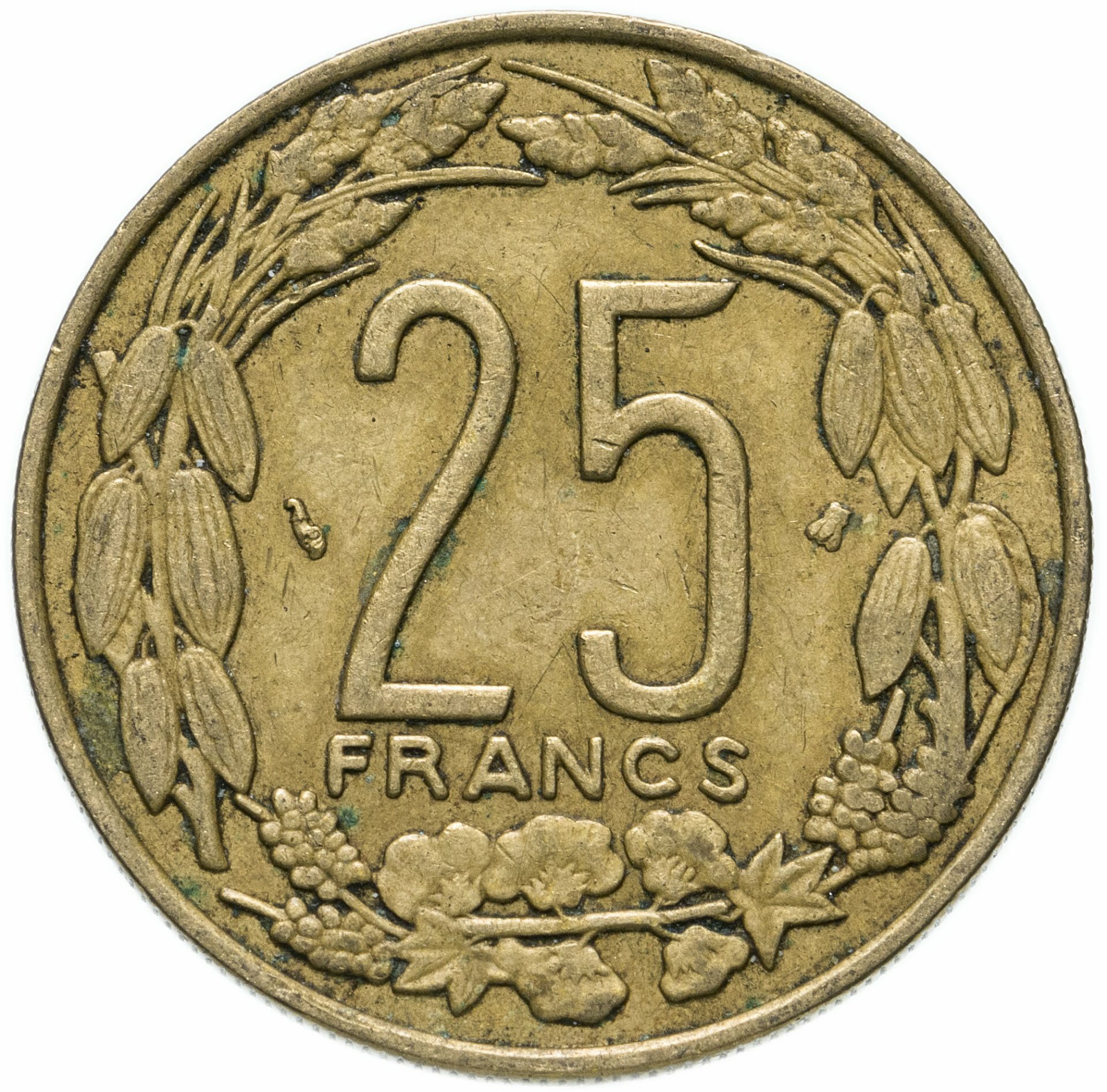 Центральная Африка BEAC 25 франков francs 1998, Бронза, в сохранности XF