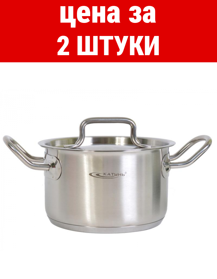 Комплект 2 шт, кастрюля нерж 1.0Л общепит МЕТ/КР ТРС катунь