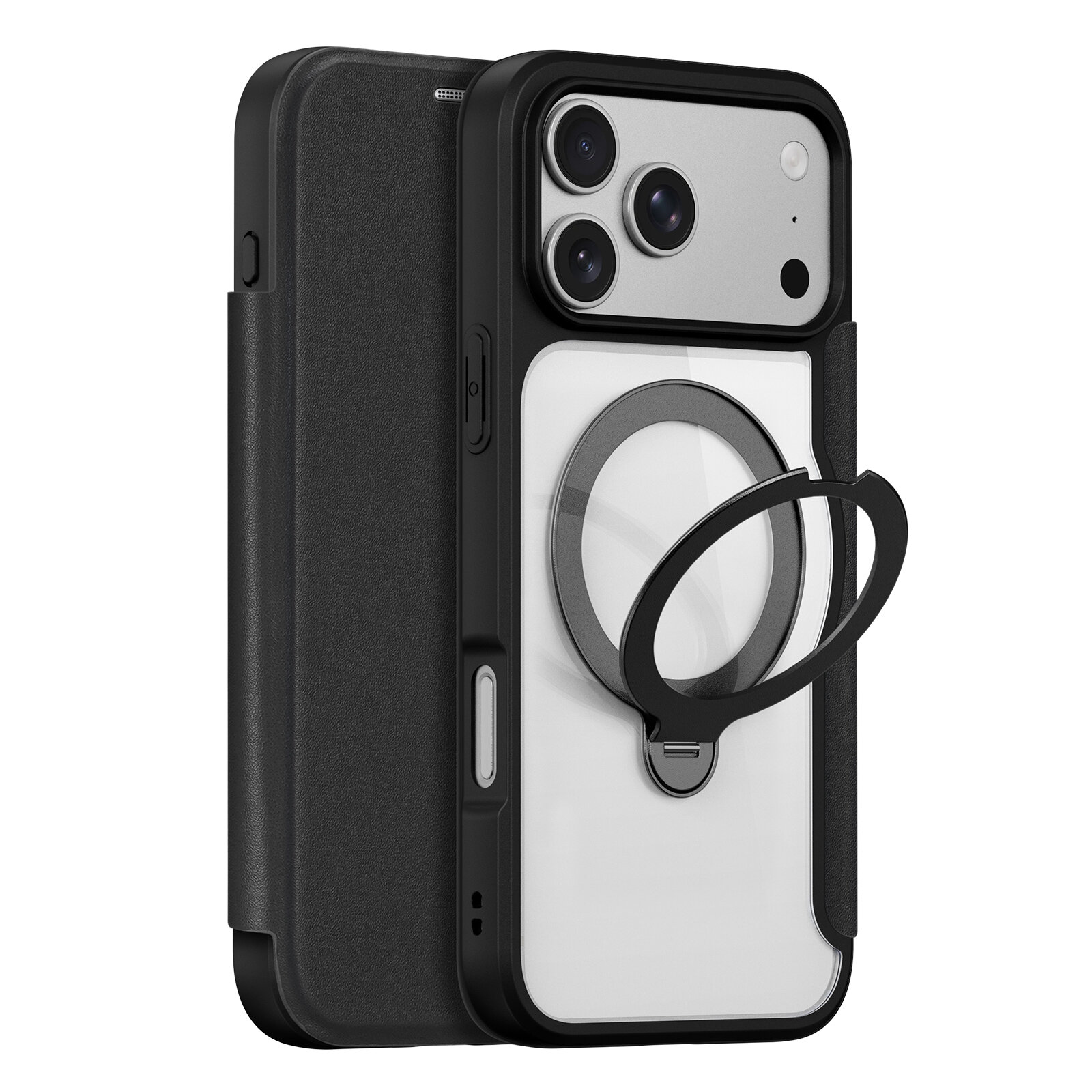 Чехол книжка с поддержкой MagSafe от Dux Ducis для iPhone 17 Pro, серия Skin X Pro Series Case (версия с магнитной откидной подставкой)