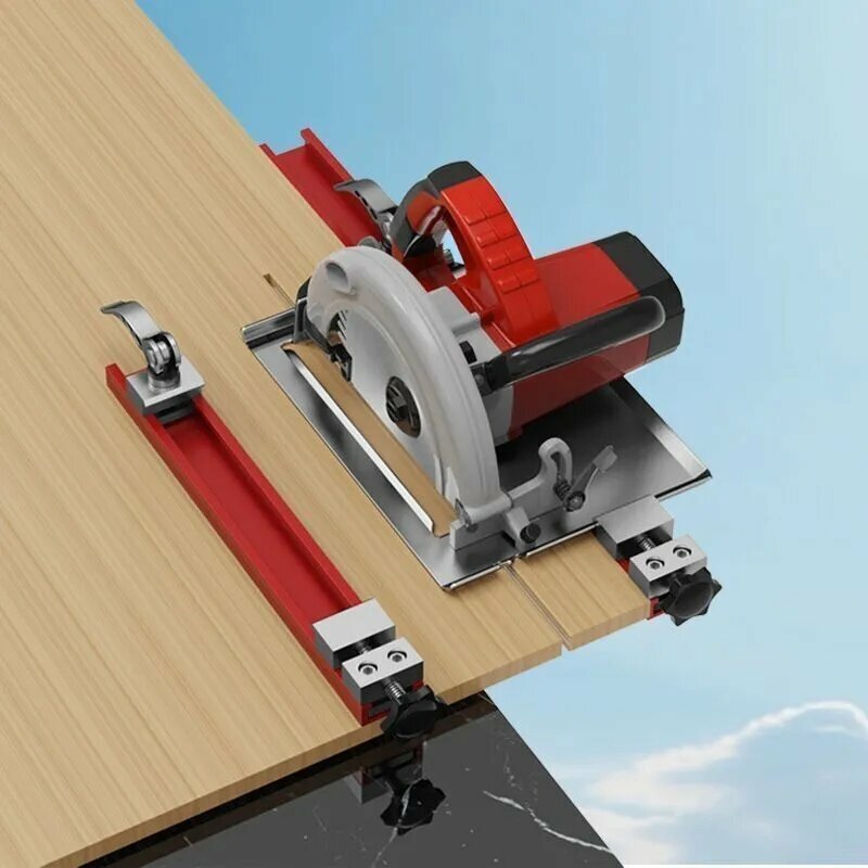 Направляющая для циркулярной пилы 240 мм - Регулируемая база, алюминиевый сплав, двусторонняя фиксация, струбцина для точного реза