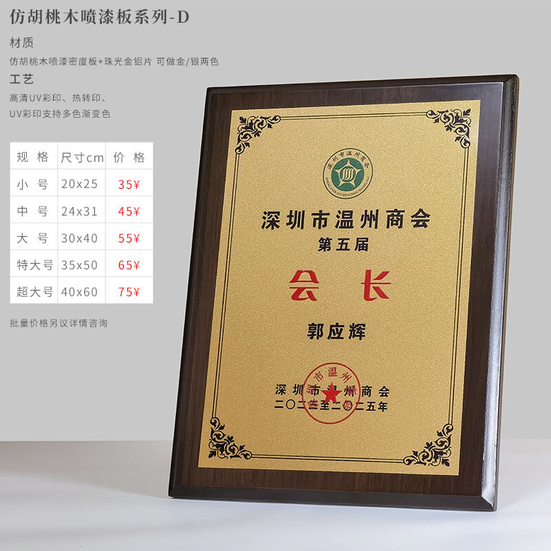 Имитация орехового дерева, наградная табличка, почетная табличка, деревянная медаль с золотым покрытием, металлическая награда, памятная бронзовая медаль на пенсию