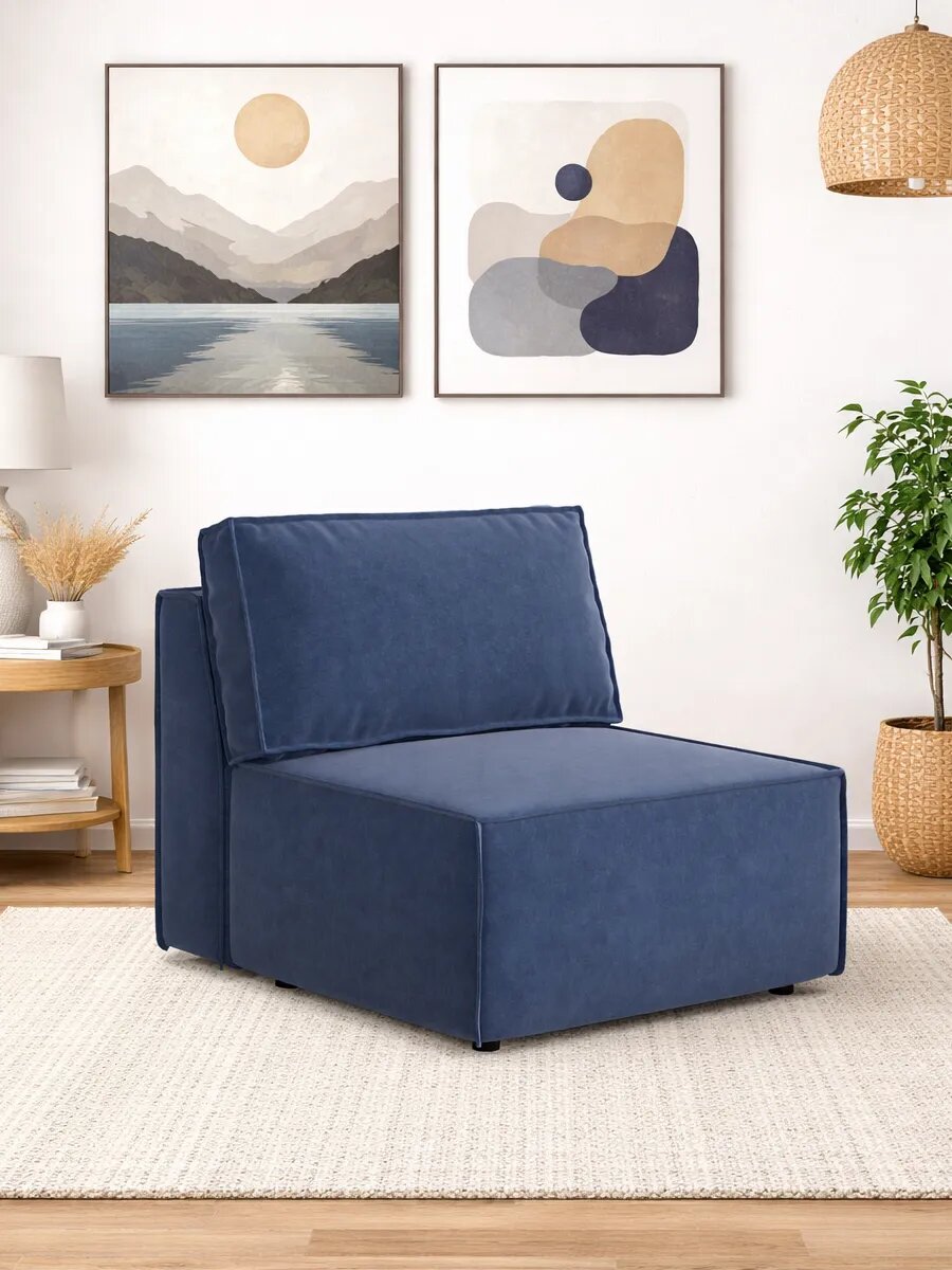 Диван модульный Гамма, Модуль-2, независимый пружинный блок, велюр Ультра миднайт