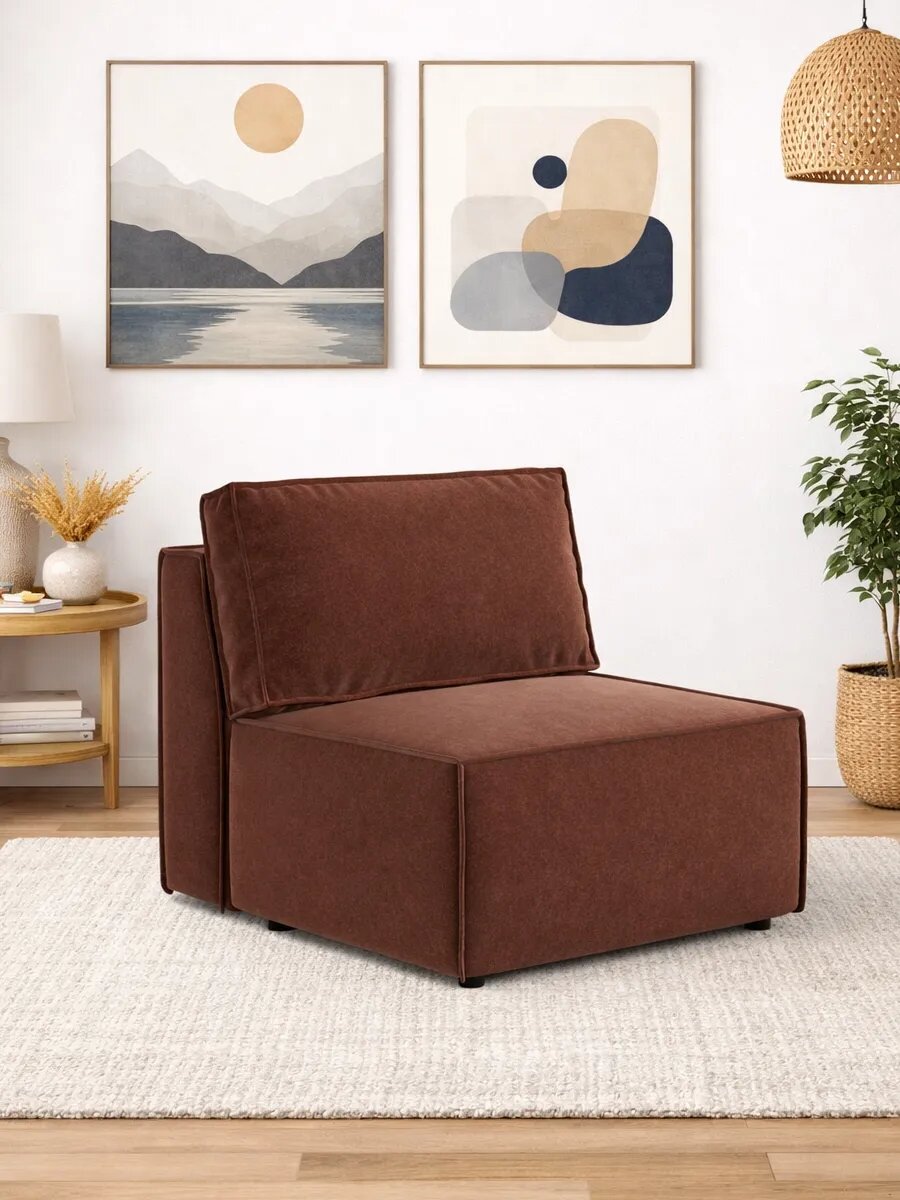 Диван модульный Гамма, Модуль-2, независимый пружинный блок, велюр Дрим шоколад