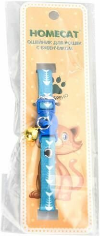 Homecat Ошейник для кошек Косточки, 20-30 см, голубой