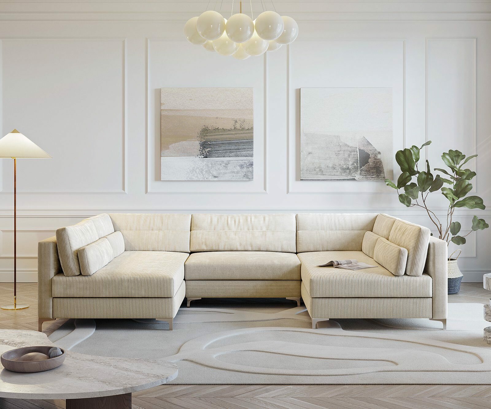 Диван модульный Harizma-Mebel "Герцог-3 мод5", раскладной, вельвет, антивандальный