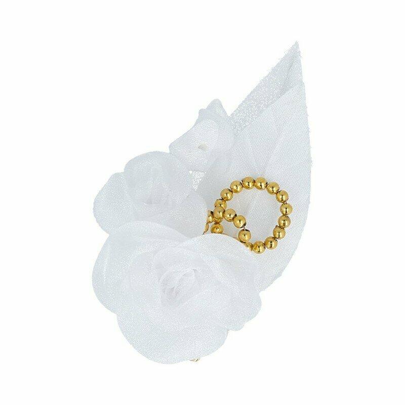 Бутоньерка свадебная 2 5 шт №2054 белый (71)