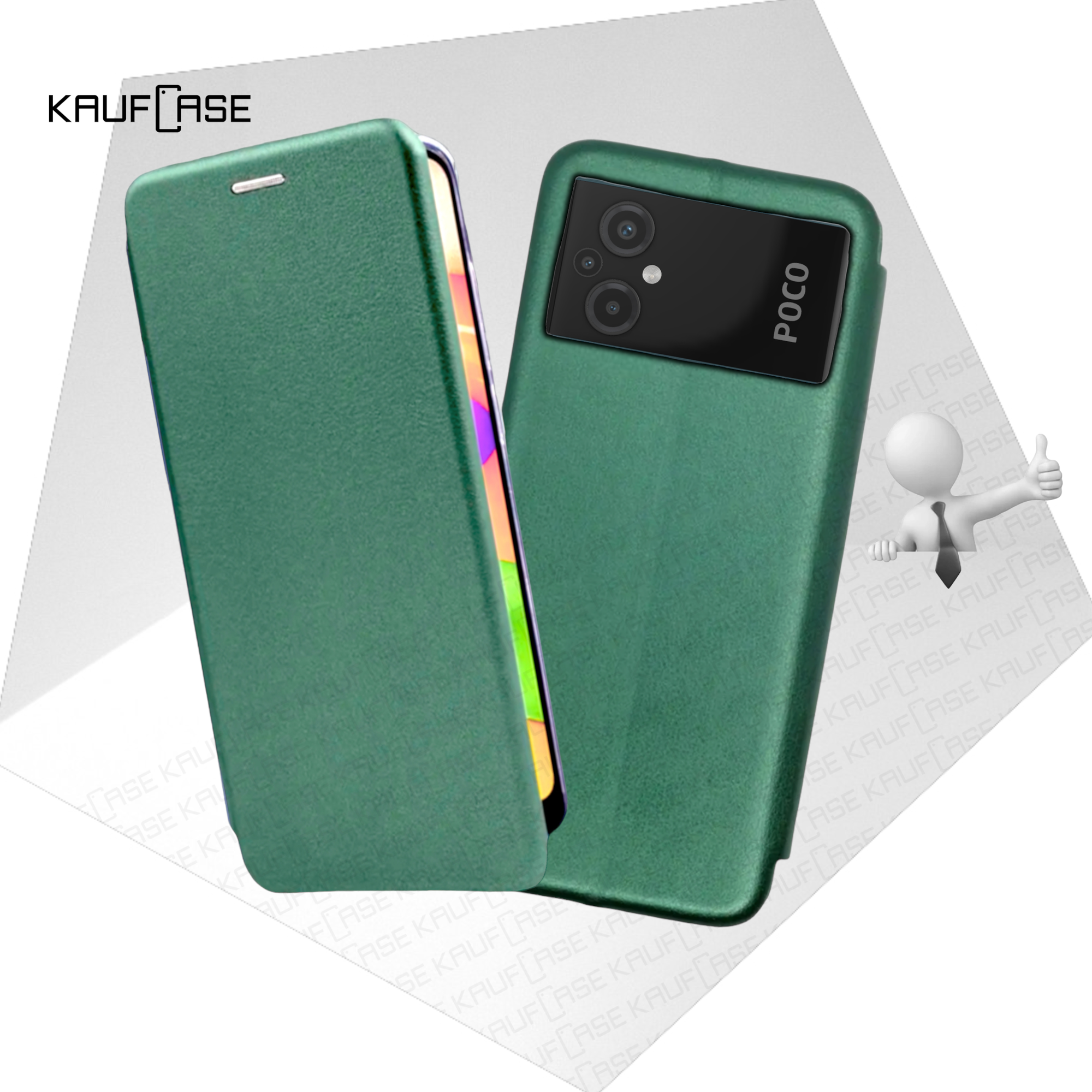 Чехол книжка для телефона Xiaomi Poco M5 / Poco M4 5G (6.58"), темно-зеленый. Текстура под кожу