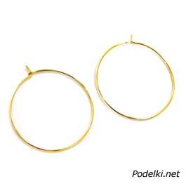 Фурнитура для бижутерии Кольца для сережек 0000630 золотой цвет 25 мм, цена за 10 пар