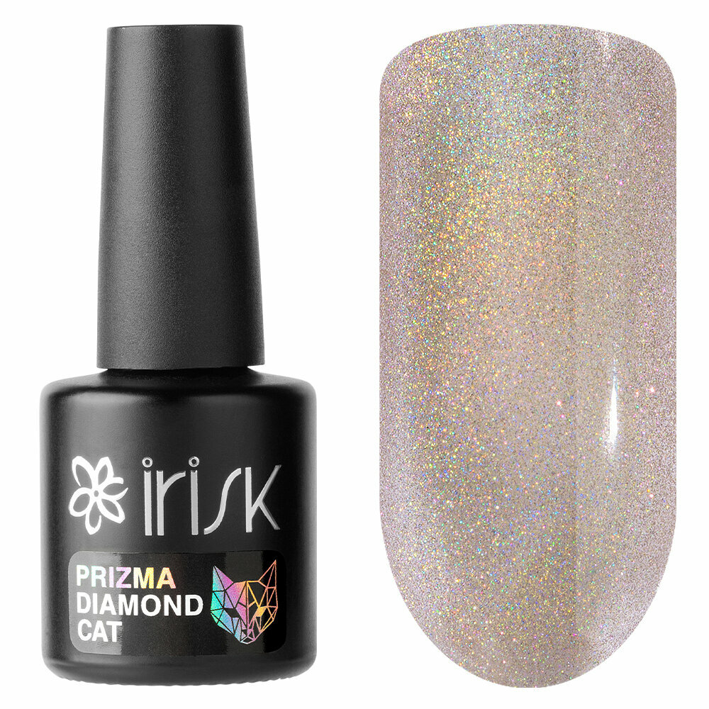 Гель лак для ногтей кошачий глаз блестящий Prizma Diamond Cat 02 NEW Irisk, 10 мл.
