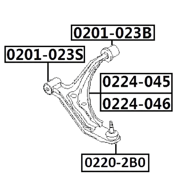 ASVA 0224-046 (545012U001 / 545012U700 / 545012U711) рычаг передний левый