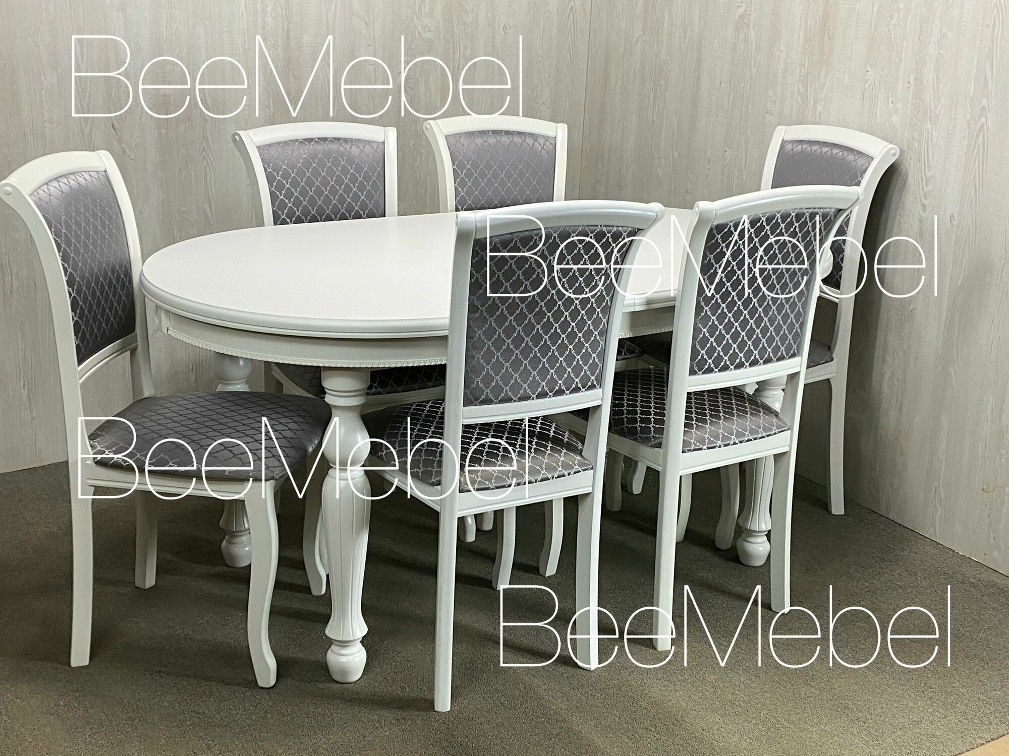 Обеденная группа, стол овальный раздвижной обеденный 160/90 см и 6 стульев