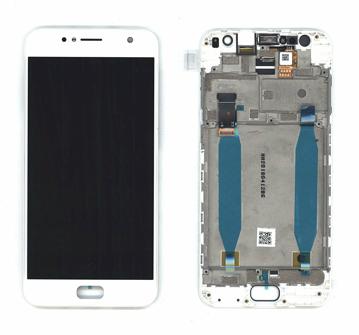 Дисплей для Asus ZenFone Live ZB553KL белый с рамкой