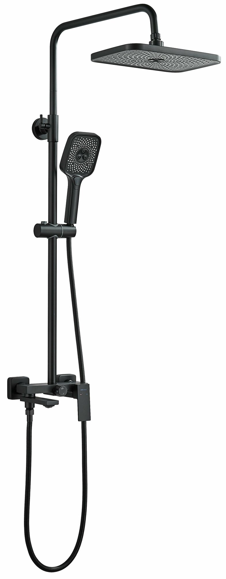 Душевая стойка со смесителем и тропическим душем Shevanik S9636H черная, латунь