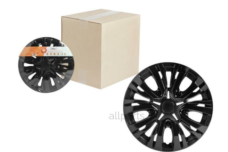 AIRLINE AWCC1404 Колпаки колесные 14 Лион, черный глянец, карбон, компл. 2 шт.