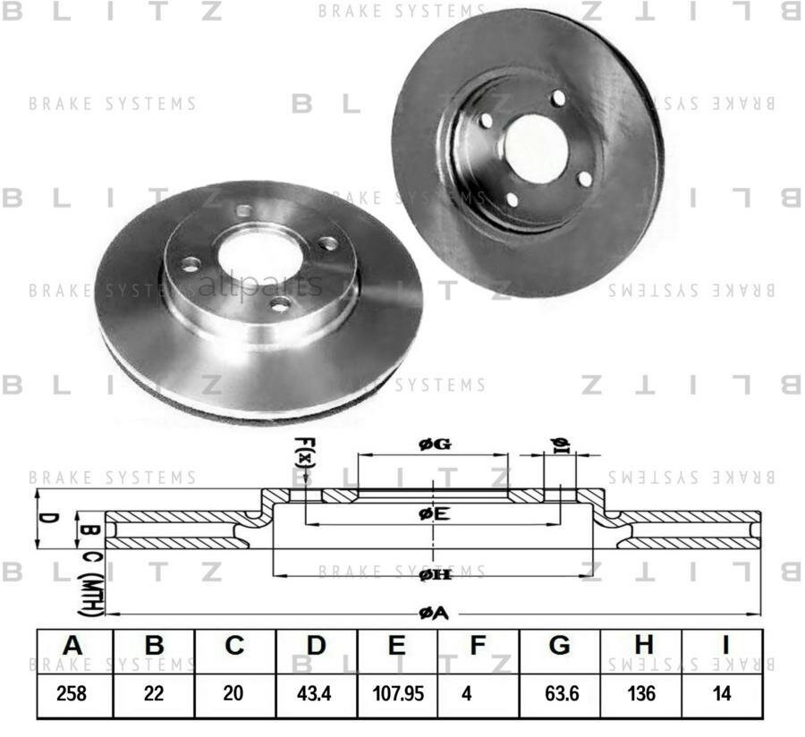 BLITZ 'BS0162 Диск тормозной перед FOCUS-1/FUSION