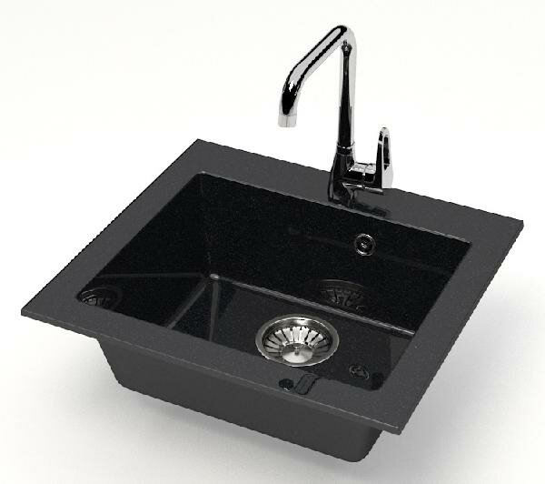 Мойка глян. Гала Z35Q4(черн.) 480x440x160, без сифона Granit MARR BERGG