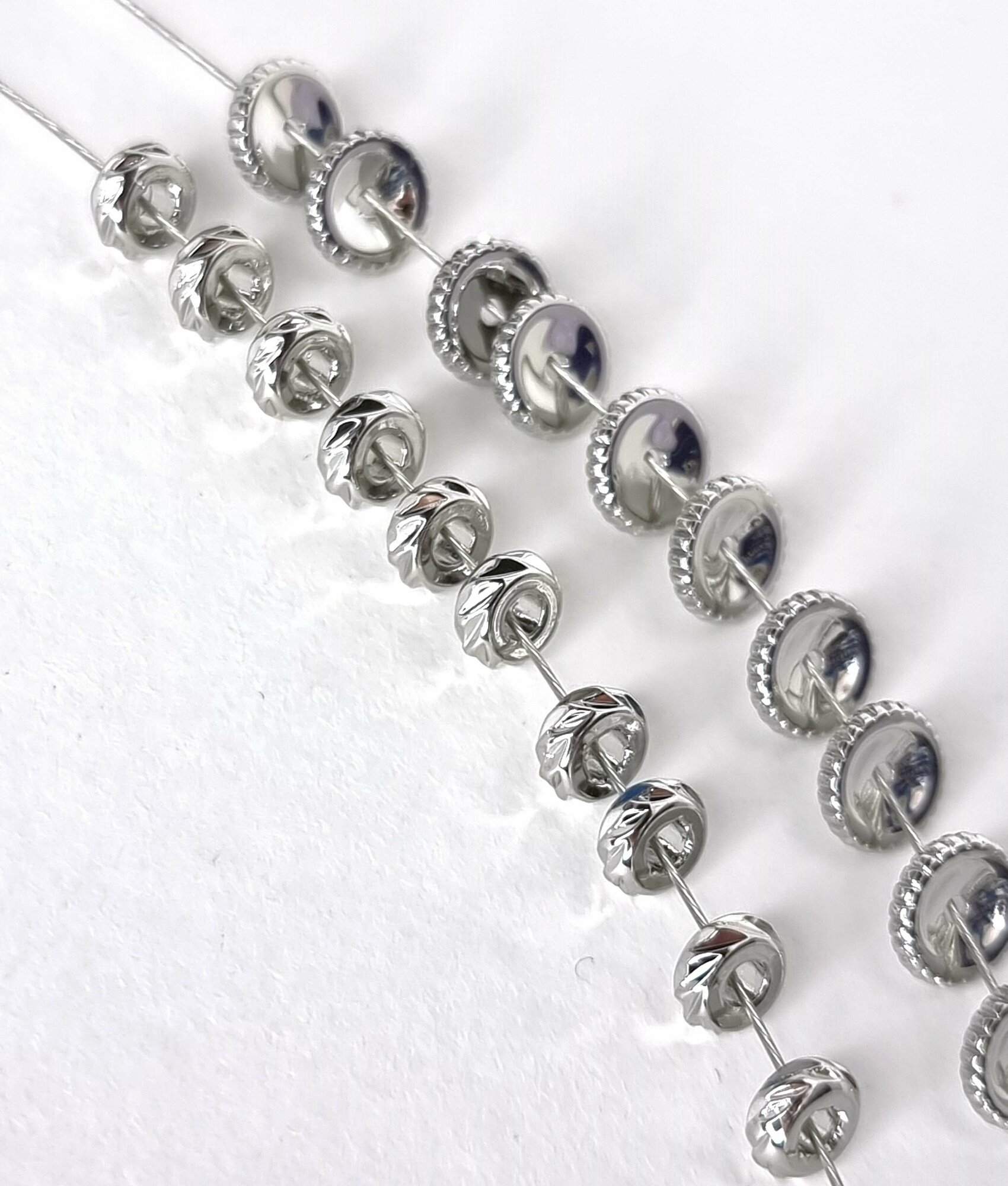 Металлические диски с рифлением. 6х2мм и 5х2мм. 20шт. Родий.