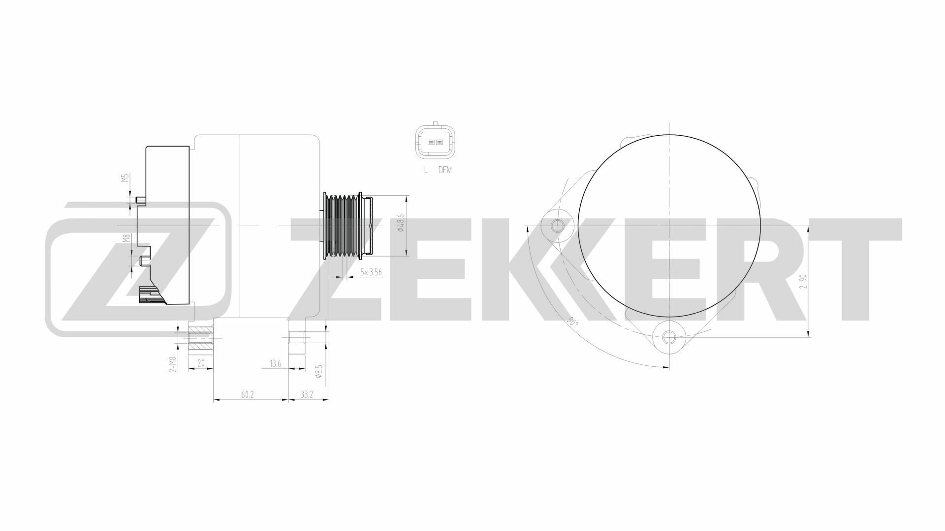 Генератор Nissan Primastar (X83) 06- Renault Laguna II 05- Trafic II 06- Opel Vivaro A 06- Zekkert арт. ge-1003
