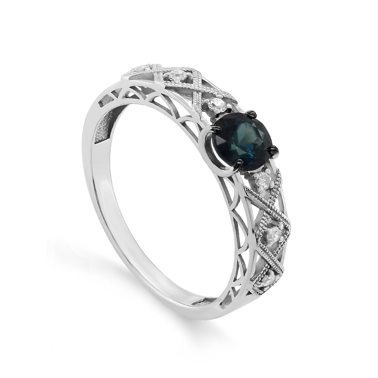 Серьги, белое золото, 585 проба, сапфир, бриллиант