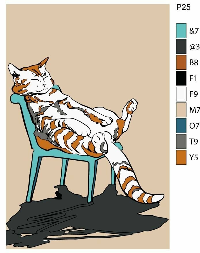 Детская картина по номерам P25 "Жирные котики. Полосатый котик" 20x30