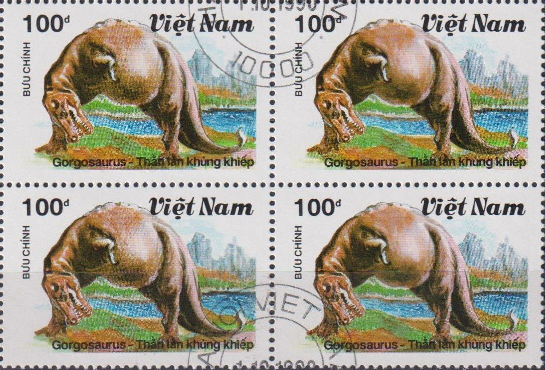 Почтовые марки Вьетнам 1990г. "Доисторические животные - Горгозавр" Динозавры U