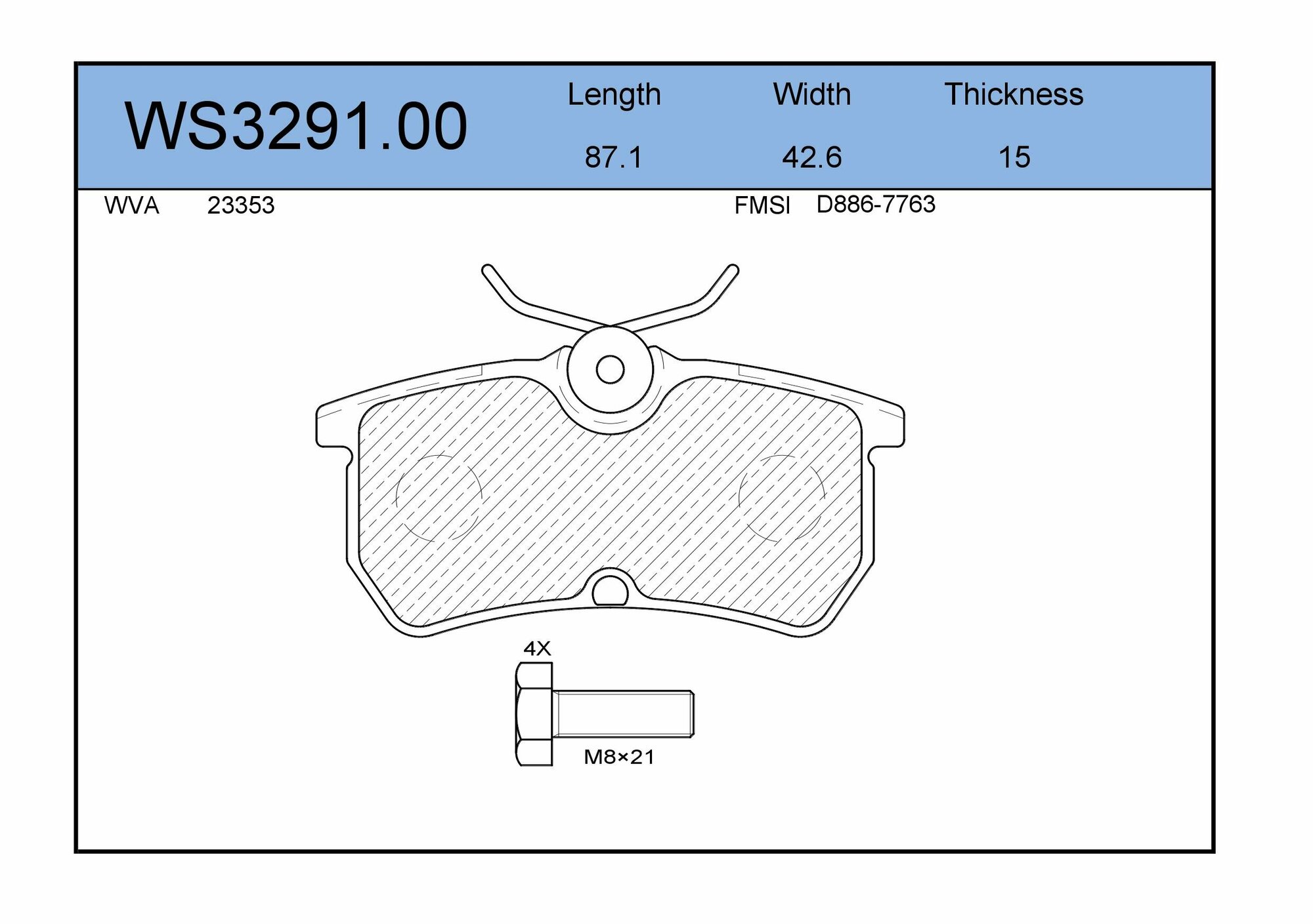 Колодки тормозные дисковые зад JEENICE WS3291.00