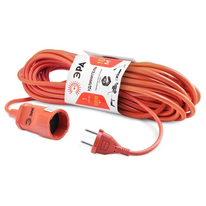 Силовой удлинитель ЭРА UPx-1-2x1.0-10m