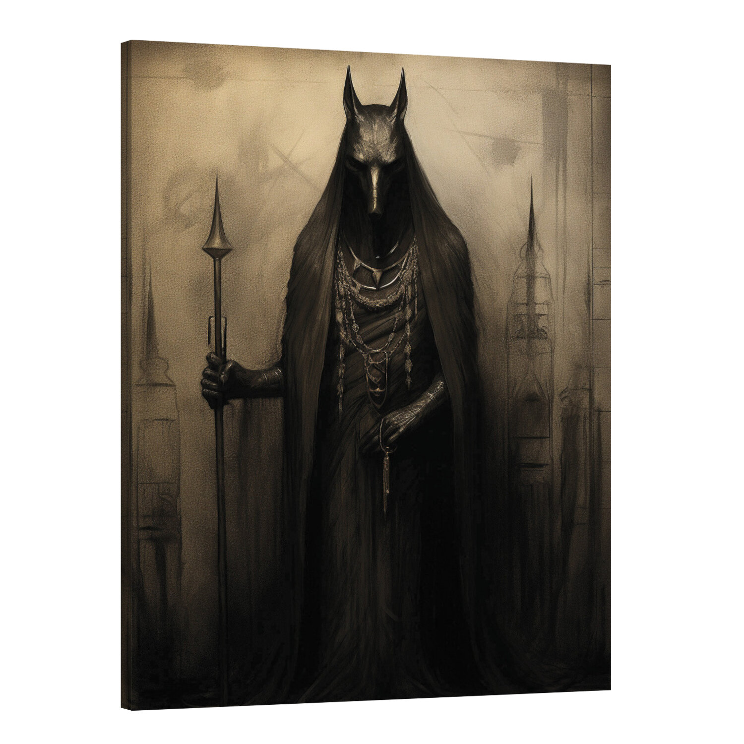 Интерьерная картина 50х70 "Анубис: стражник врат в загробный мир"