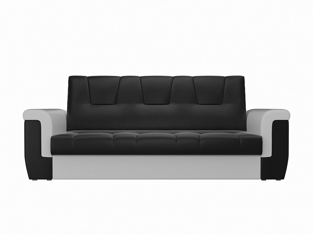 Прямой диван Эллиот Черно-Белый Экокожа, книжка, 236х97х98 см, с ящиком для белья