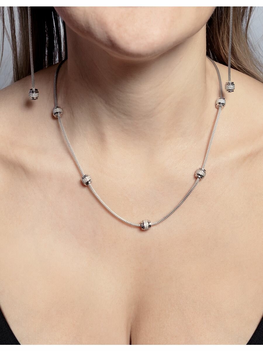 Колье, серебро, 925 проба, родирование, фианит