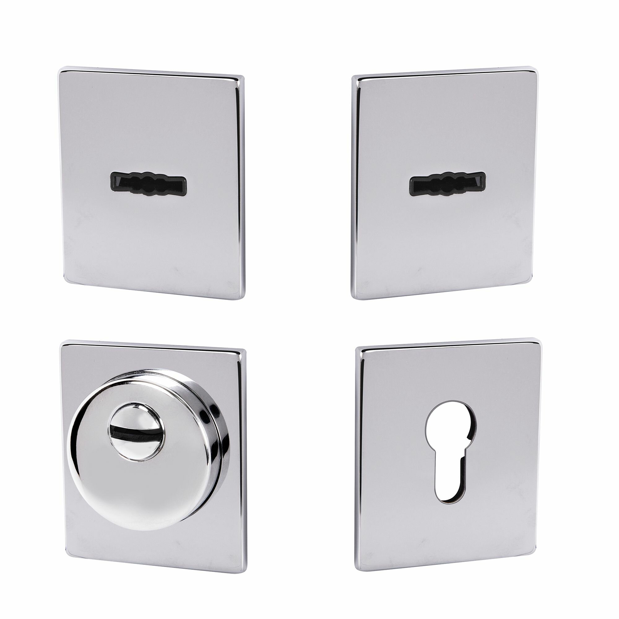 Комплект накладок на входную дверь Armadillo: броненакладка Protector/USS, на сувальдный замок PS (2 штуки), на цилиндровый механизм ET Protector/USS CP Хром