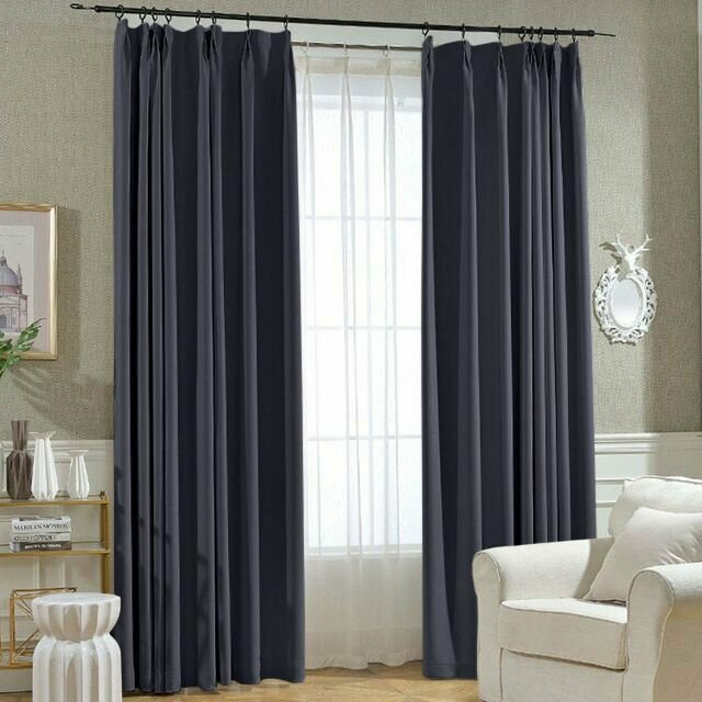 Шторы блэкаут на ленте под крючки ширина 135 см высота 210 см черный Цена за 2 шторы БК-ДЛ-ППР-1