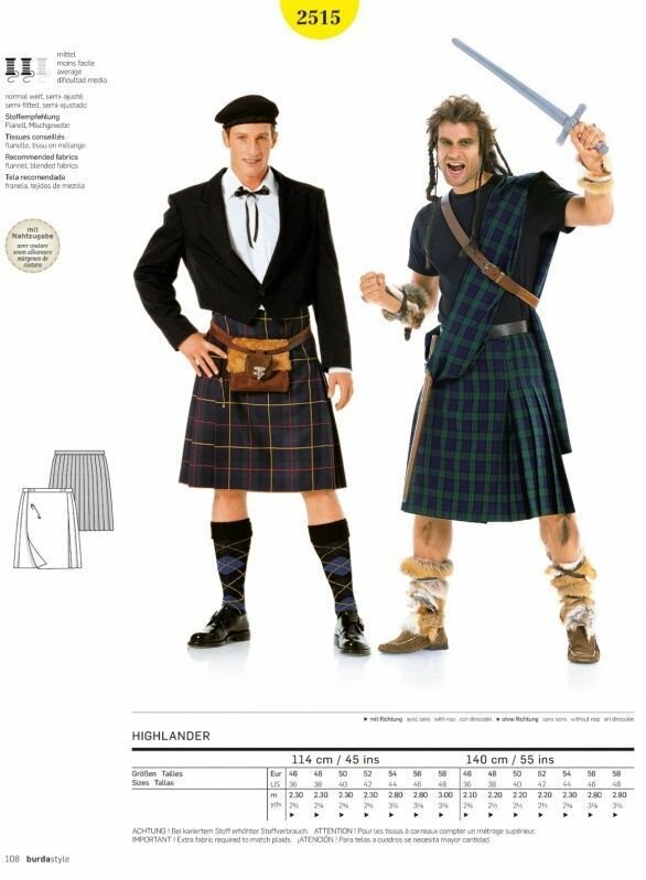 Выкройка Burda 2515-Шотландец