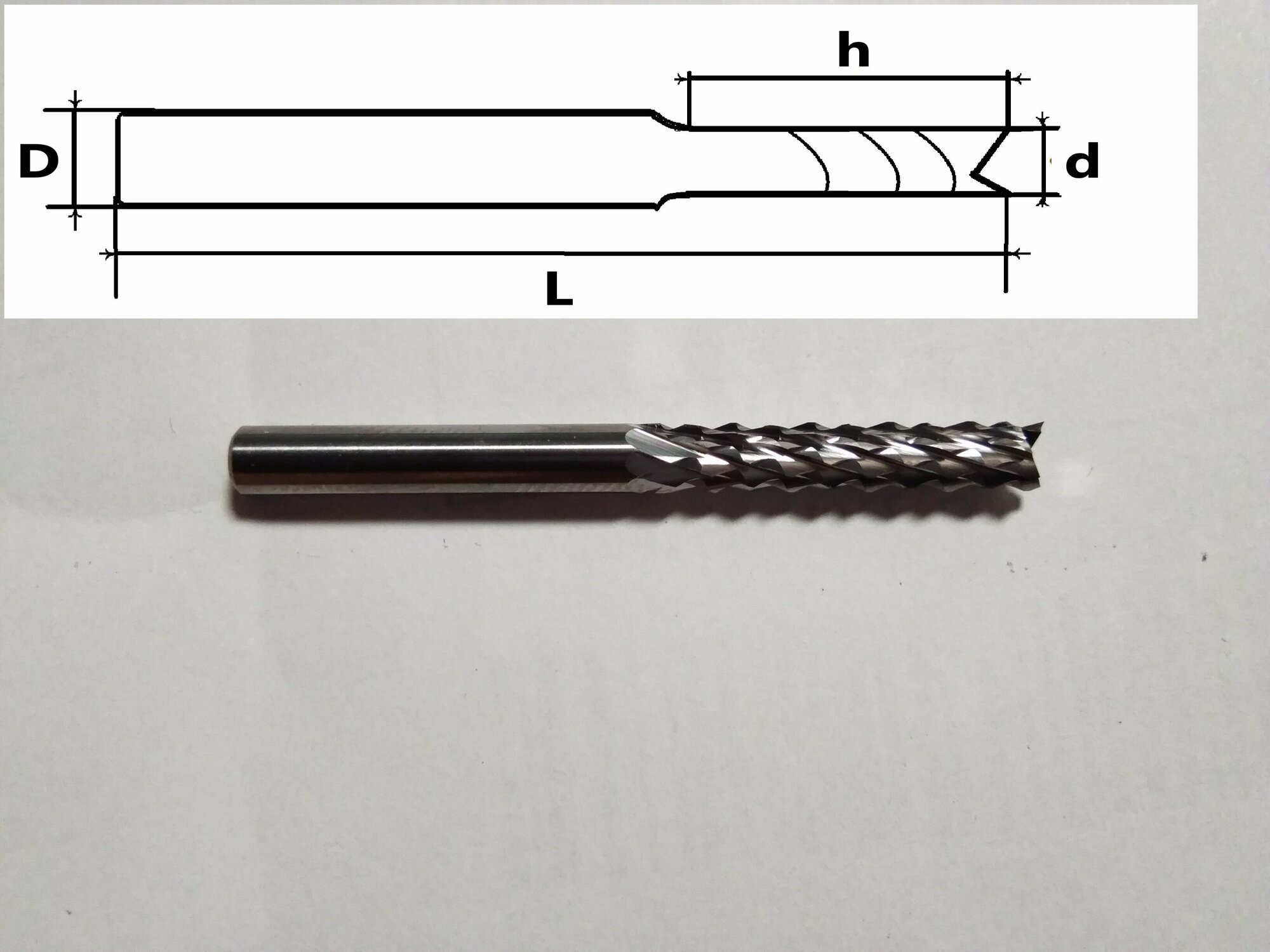 Фреза рашпильная (кукуруза) LD422, d-4/ h-22/ D-4/ L-50 для ЧПУ станка
