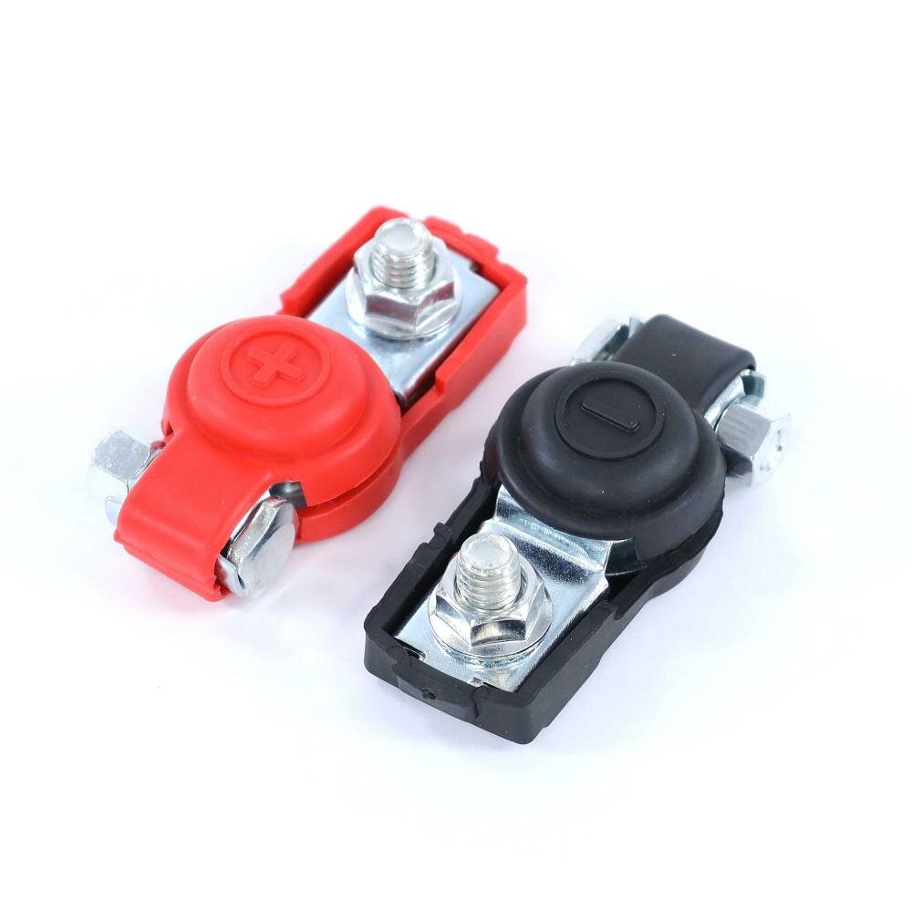 Клеммы АКБ с защитными колпачками, (к-т 2 шт.) Стандарт - Япония (под зажим провода с клеммой болтом