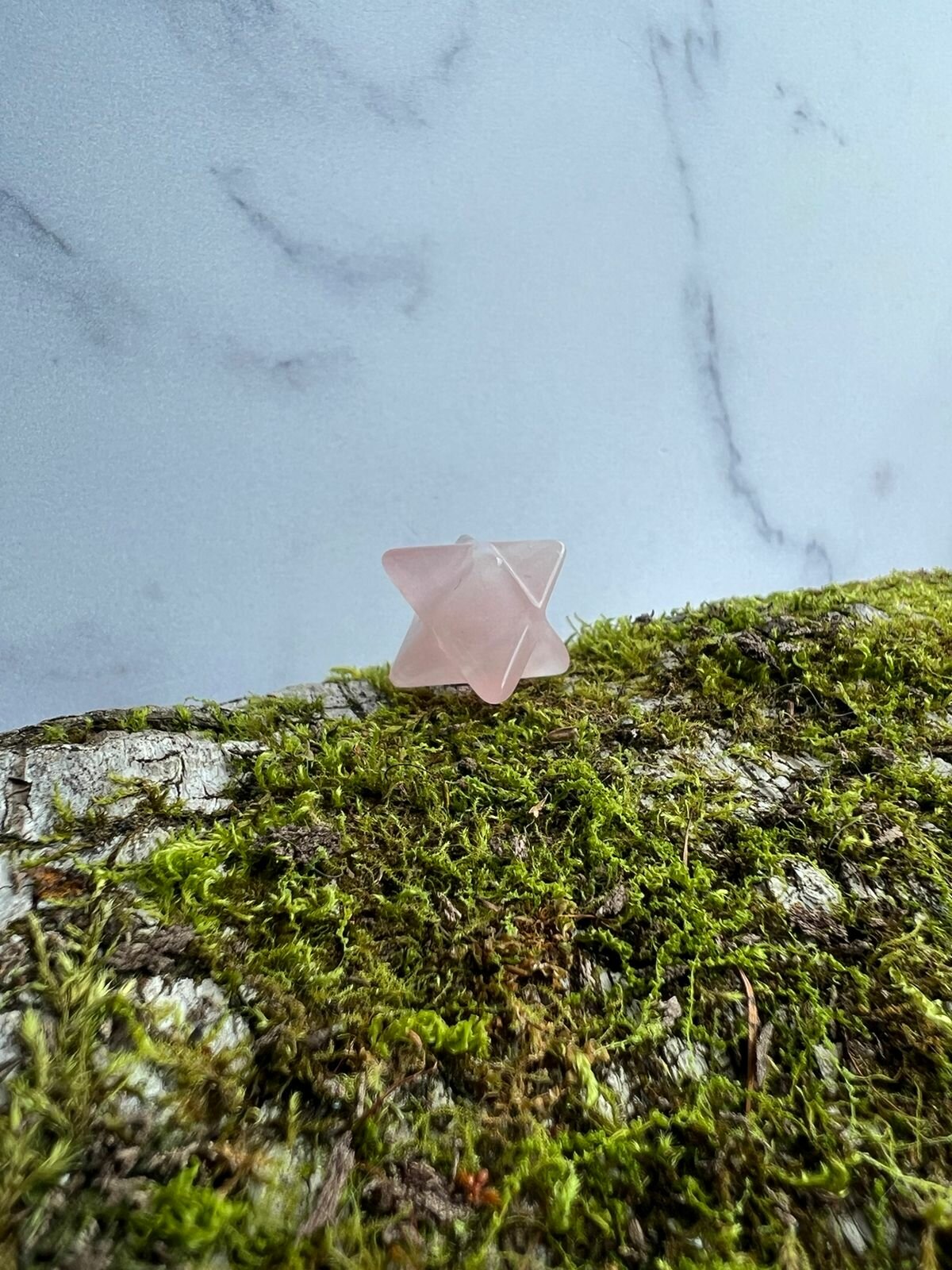 Оберег звезда меркаба из розового кварца, 13х13 мм,