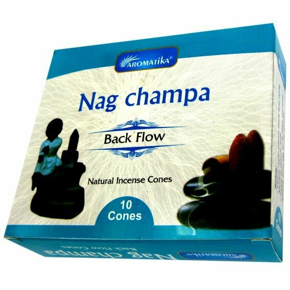 NAG CHAMPA Back Flow, Aromatika (НАГ чампа стелющийся дым, Ароматика), 10 конусов.