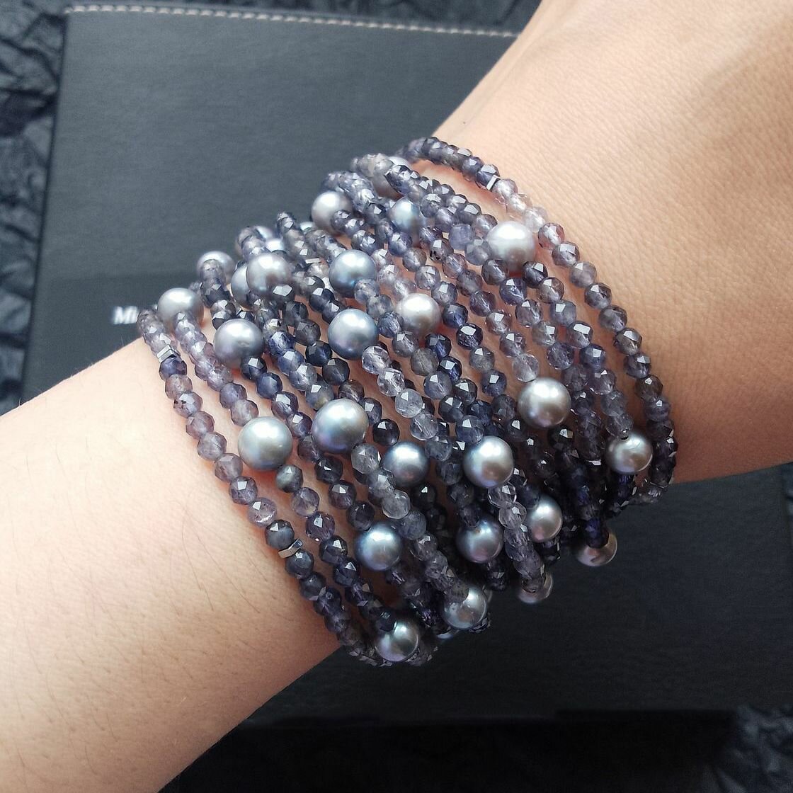 Браслет, жемчуг пресноводный, иолит