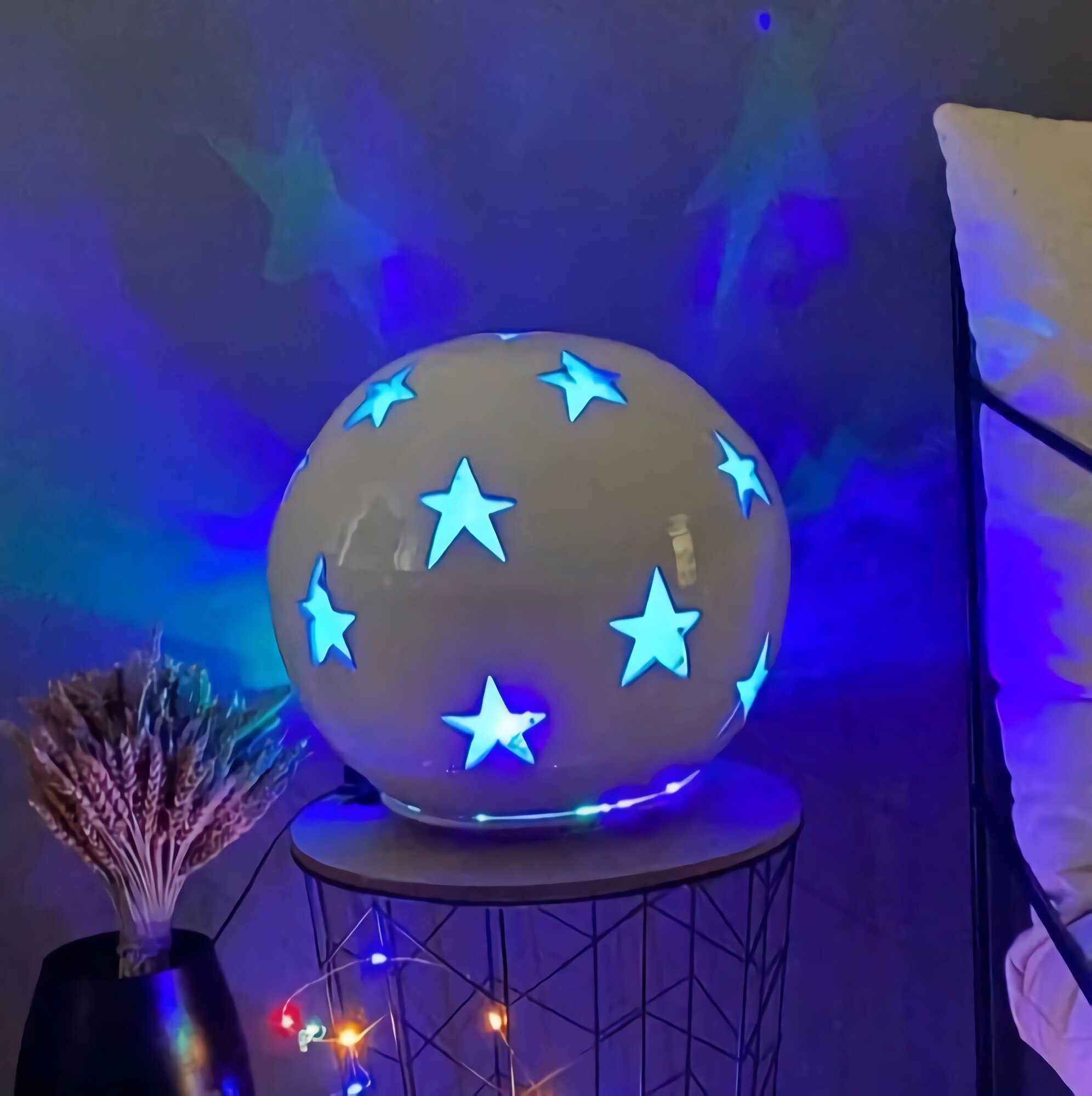 Светильник шар декоративный, ручной работы, 35 см, керамика, белый