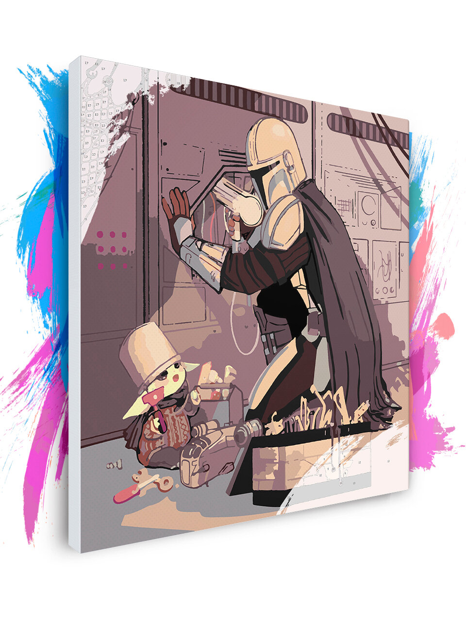 Картина по номерам на холсте Мандалорец - Совместный ремонт, 40 х 40 см